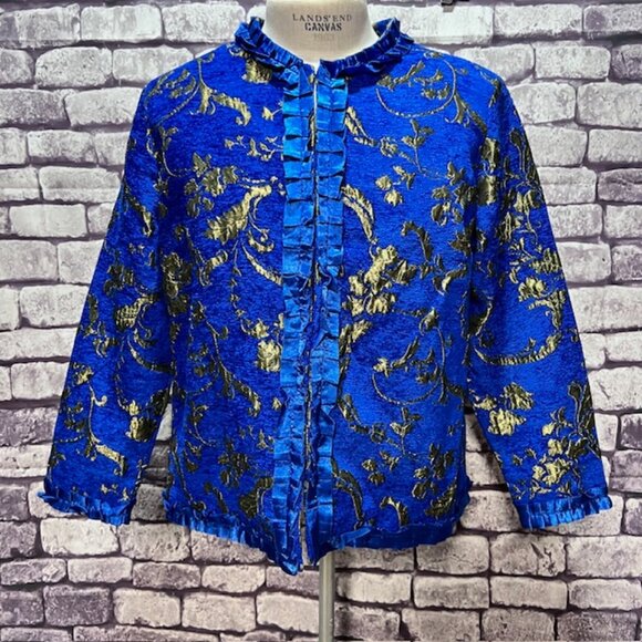 indigo moon | Jackets & Coats | Indigo Moon Nwt Blue Gold Fully Lined ...